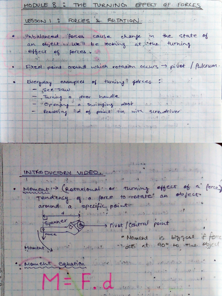 Moment Notes - Physics 0625 IGCSE | PDF