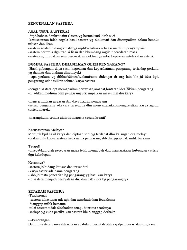 Nota Sastera | PDF