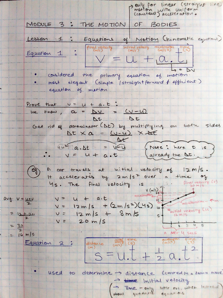 4 Equations of Motion Notes Physics 0625 IGCSE | PDF