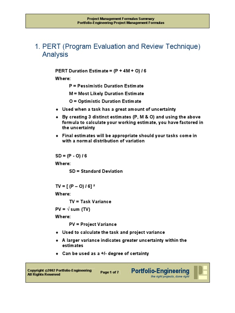 Project Management Formulas | PDF | Net Present Value | Standard Deviation