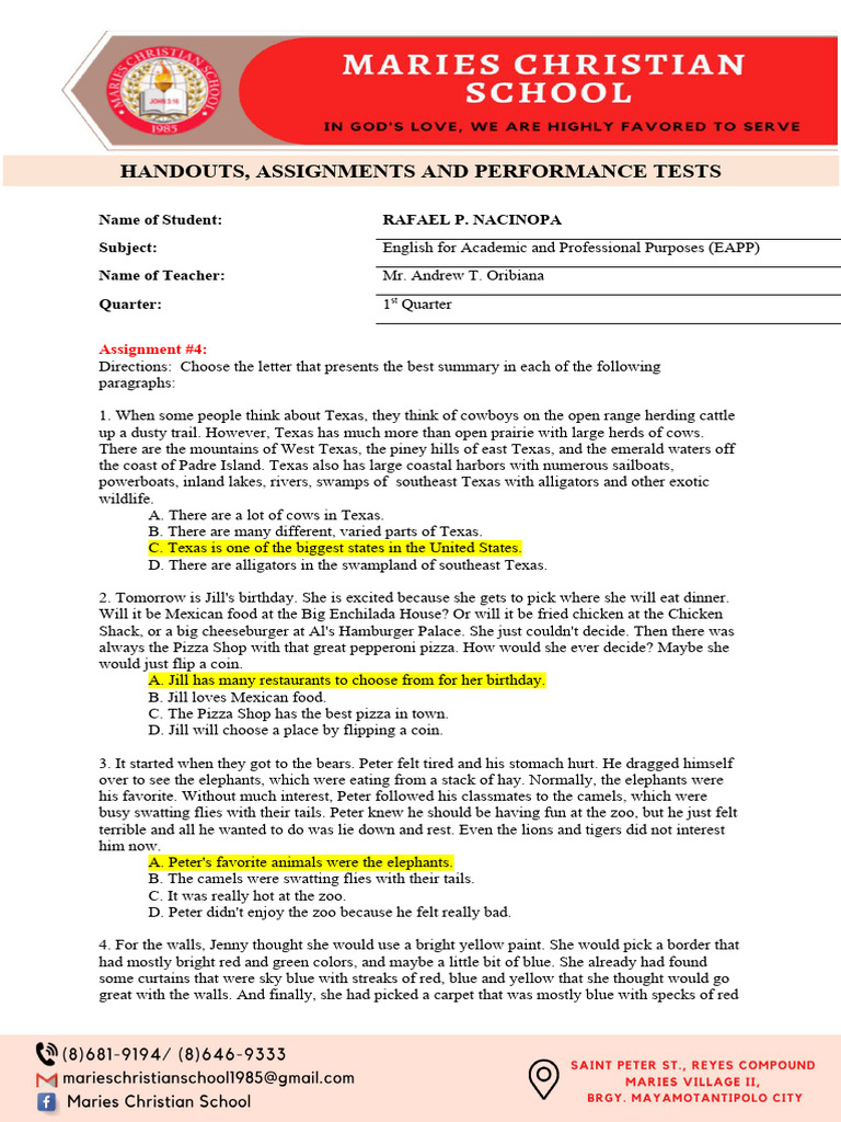 Rafael Nacinopa - EAPP Q1 Assignments #4, 5, 6 | PDF