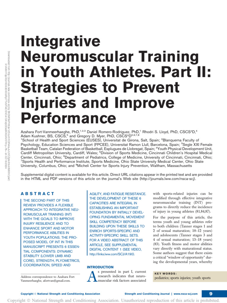 Integrative Neuromuscular Training in Youth.2 | PDF | Balance (Ability ...