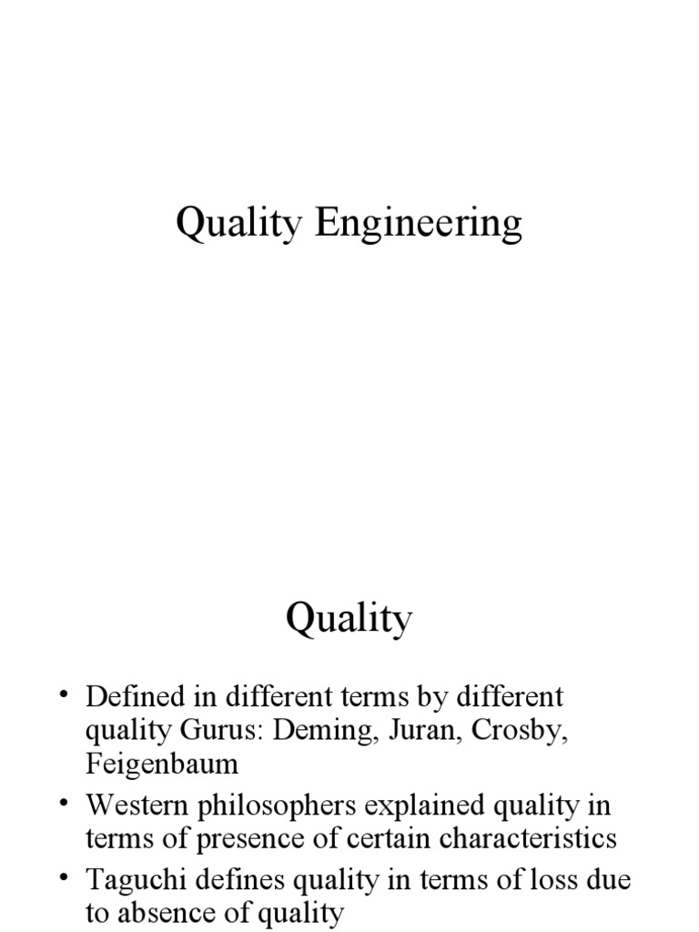 Lecture 1 - Concept of Quality Engineering | PDF | Engineering ...