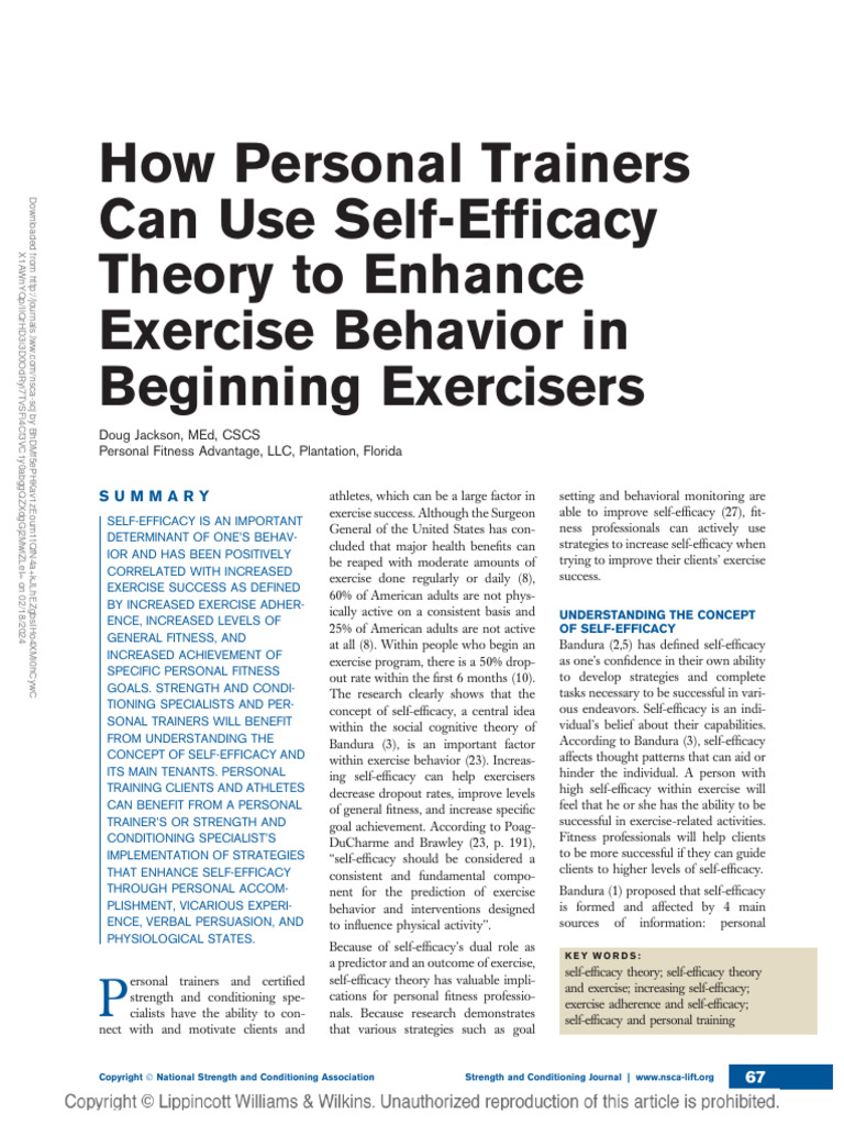 How Personal Trainers Can Use Self Efficacy Theory.8 | PDF | Self ...