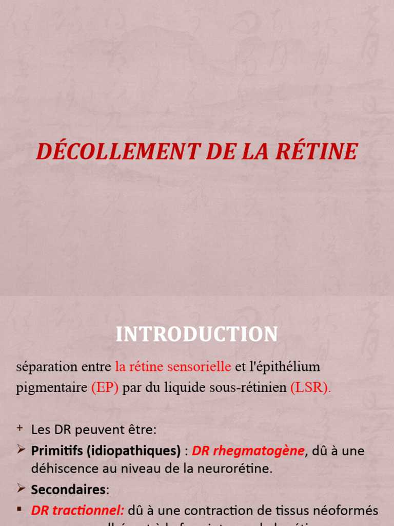Décollement de la rétine : Types et traitements | PDF | Œil humain ...