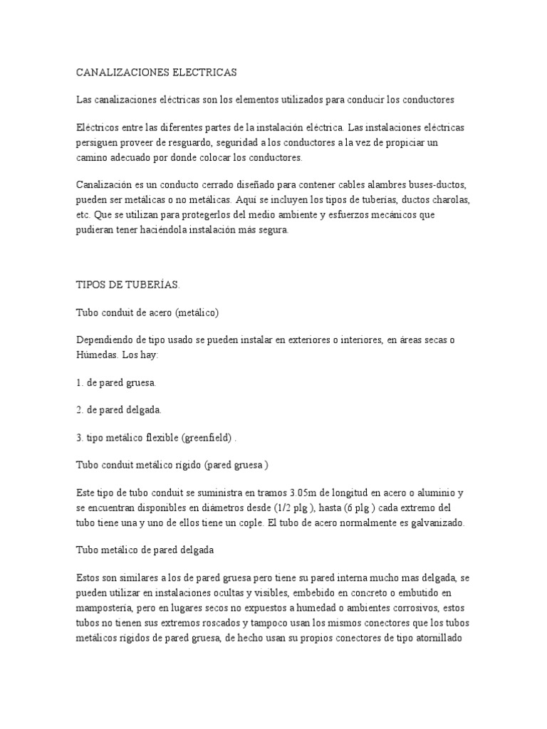 Canalizaciones Electricas | PDF | Tubería (transporte de fluidos) | Rieles