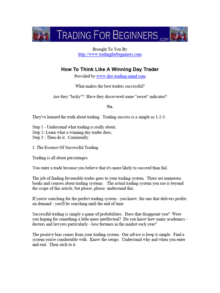 How To Think Like A Winning Trader | Download Free PDF | Day Trading ...