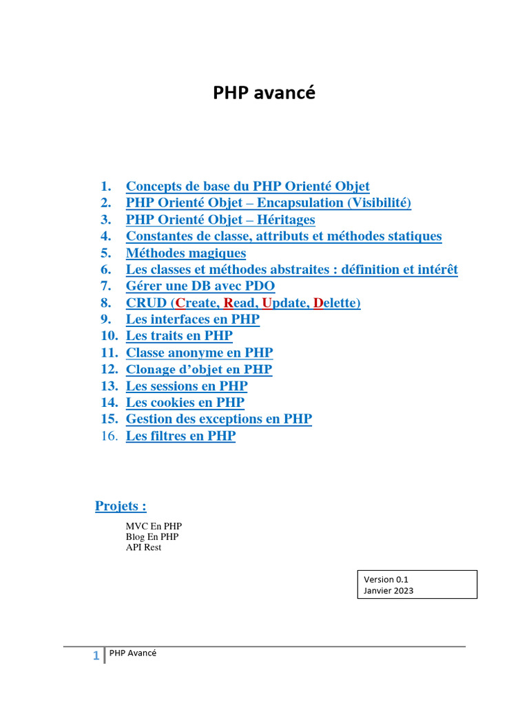 PHP 8 Orienté Objet | PDF | Cookie (informatique) | Classe (informatique)