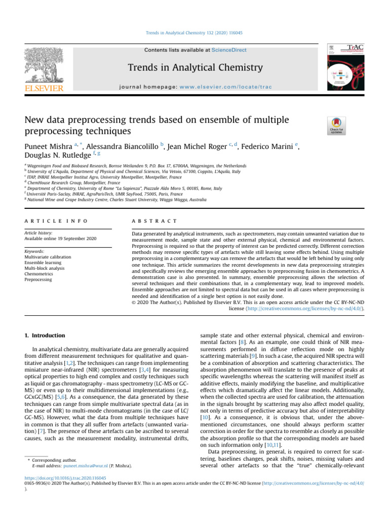 ML Preprocessing Exercise 1 | PDF | Chemometrics | Principal Component Analysis