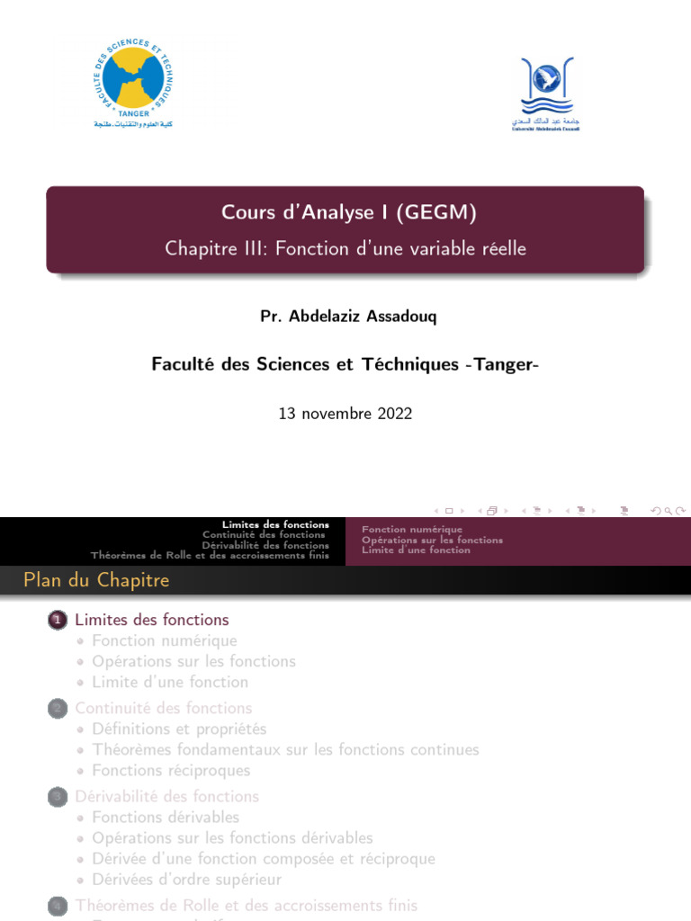 Fonction Variable Reèlle | PDF | Fonction (Mathématiques) | Limite ...