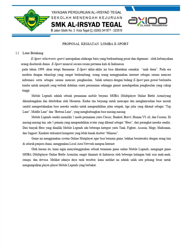 Proposal Kegiatan E-Sport 2024 | PDF