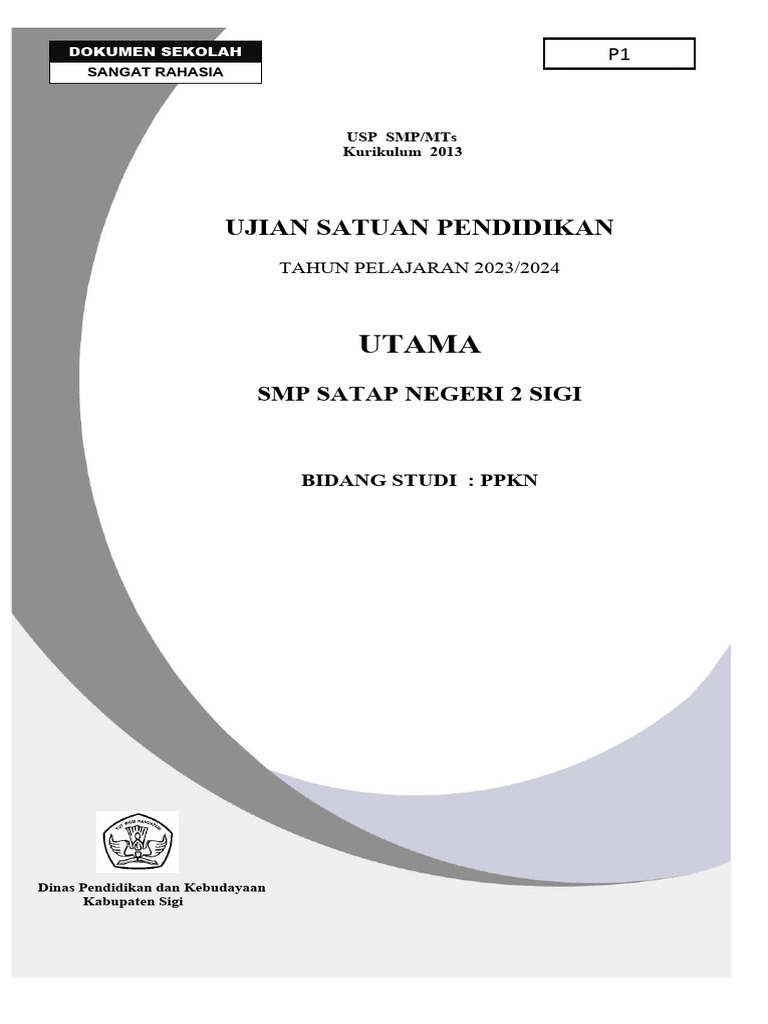 Sampul Soal Ujian Sekolah | PDF