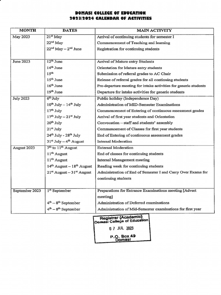 2023-24 Academic Calender 0001 | PDF