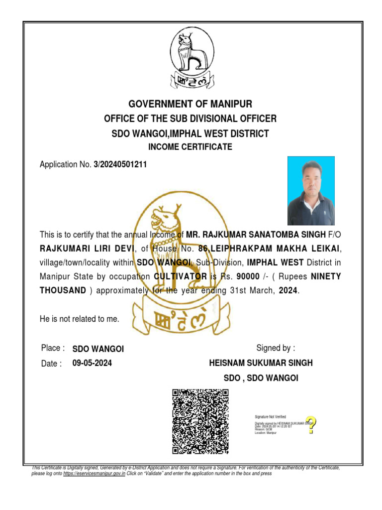 Income Certificate | PDF