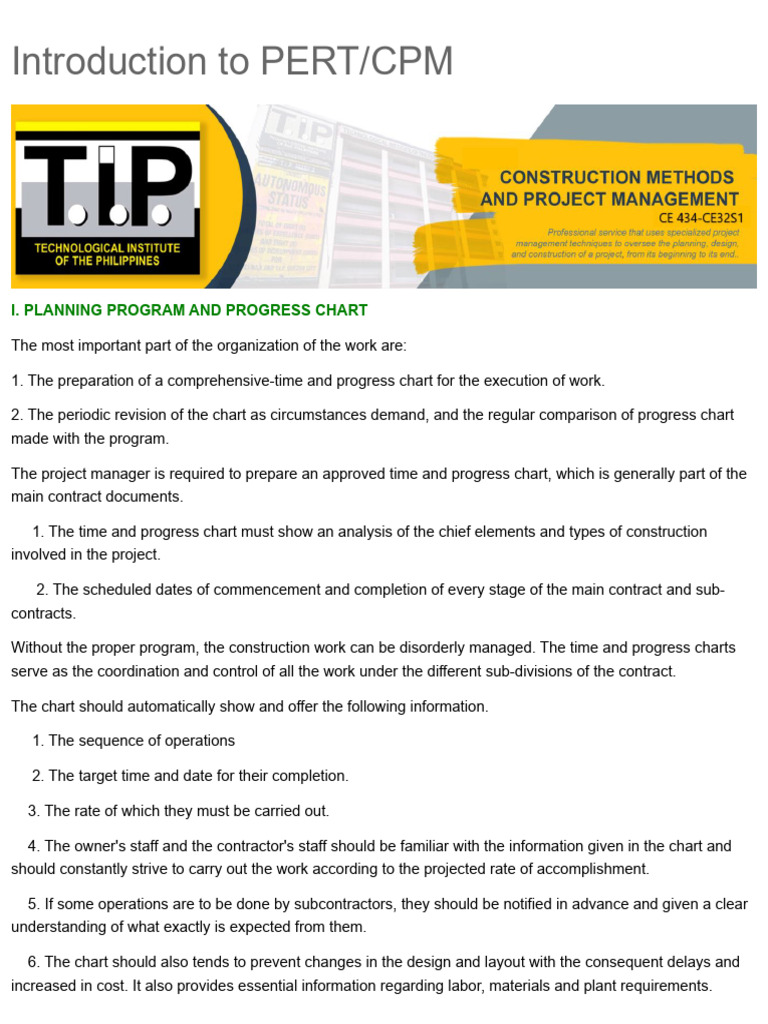 Introduction To PERT - CPM - CE 434-CE41S1 - Construction Methods and ...
