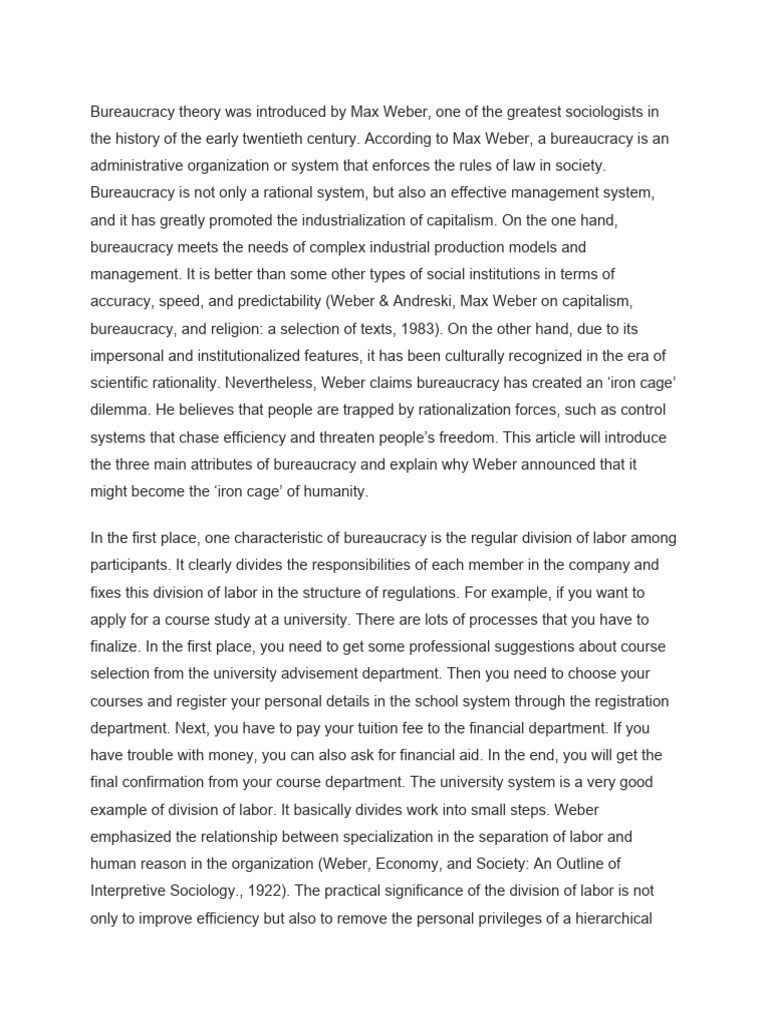 Bureaucracy Theory Was Introduced by Max Weber | PDF | Bureaucracy ...