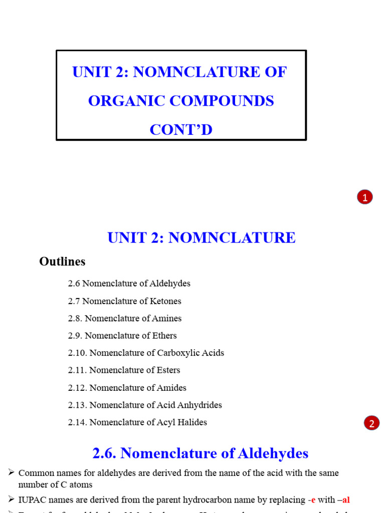 Organic Compound Nomenclature Guide | PDF | Carboxylic Acid | Amine