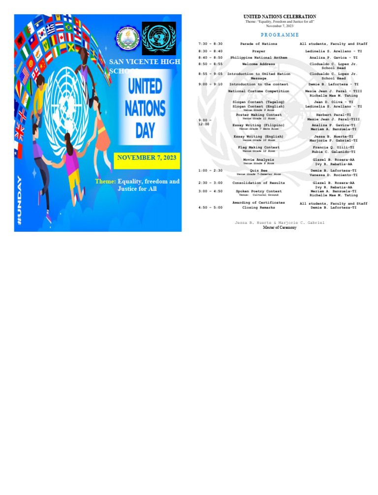 United Nations Celebration Program 2023 | PDF | Philippines