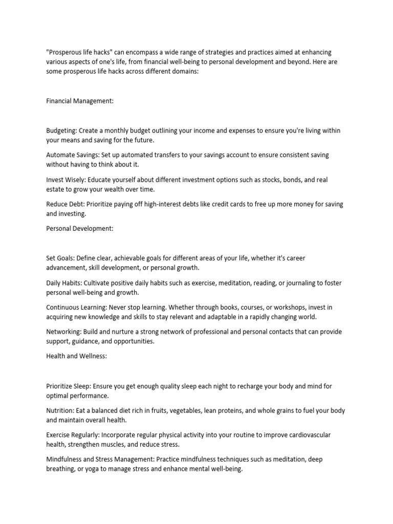 Prosperous Life Hacks | PDF | Mindfulness