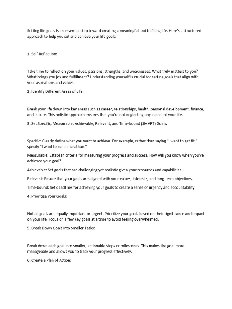 How To Set Life Goals | PDF | Goal | Behavior Modification