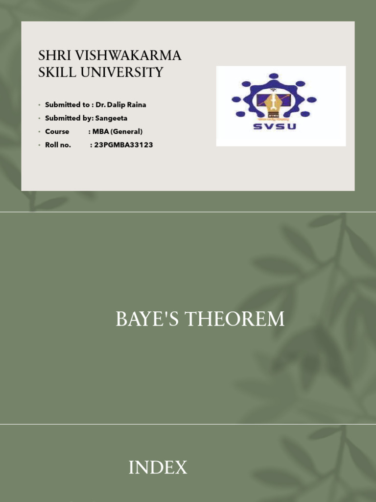 Bayes Theorem PPT 1 | PDF | Probability | Applied Mathematics Bayes Theorem PPT 1 | PDF | Probability | Applied Mathematics