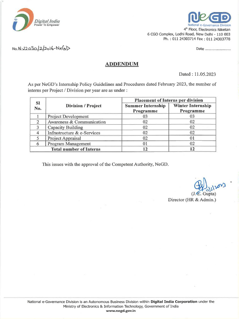 Internship Policy Addendum Dated 11052023 | PDF