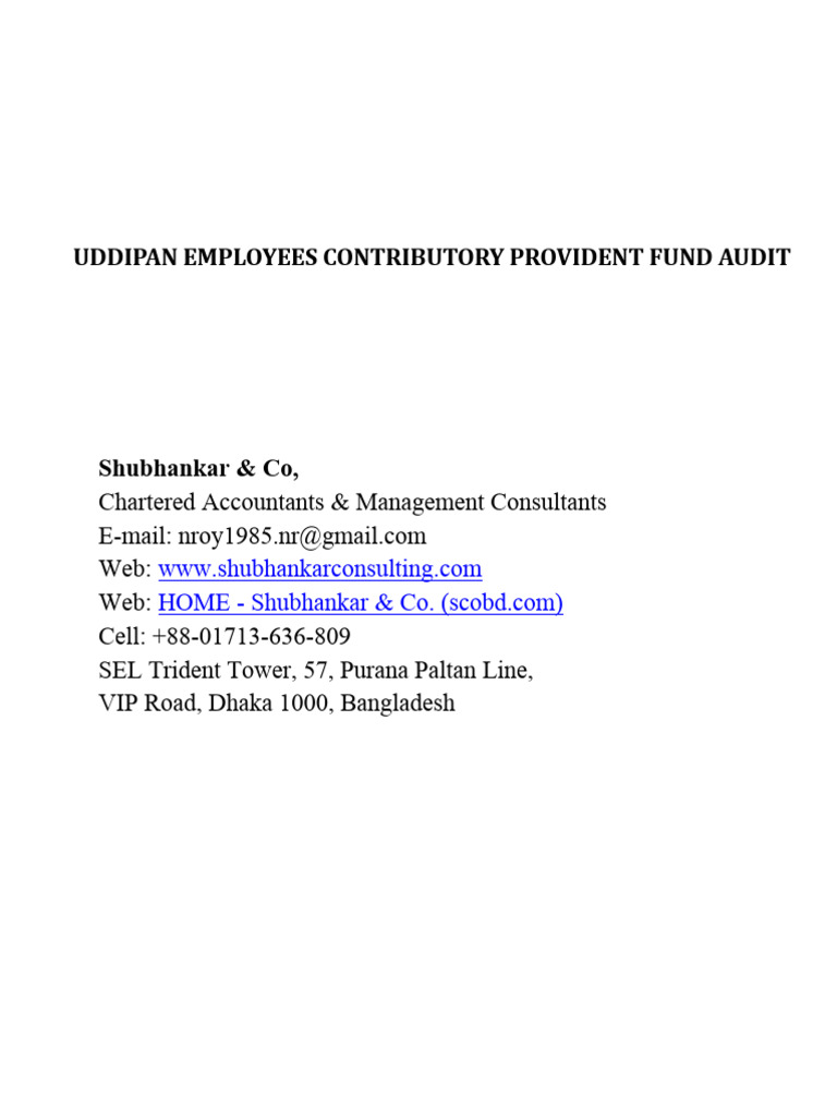 Uddipan Employees Contributory Provident Fund Audit | PDF