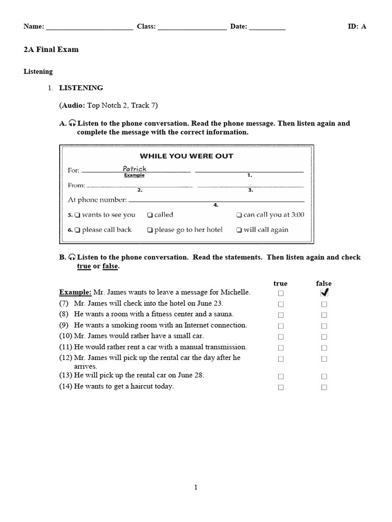 2a Final Exam Pdf Grammatical Tense Language Mechanics