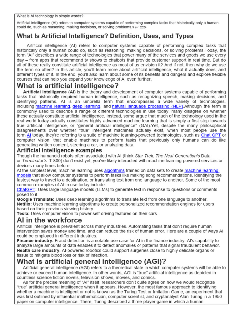 wHAT IS ARTIFICIAL INTELLIGENCE | Download Free PDF | Artificial Intelligence | Intelligence (AI ...