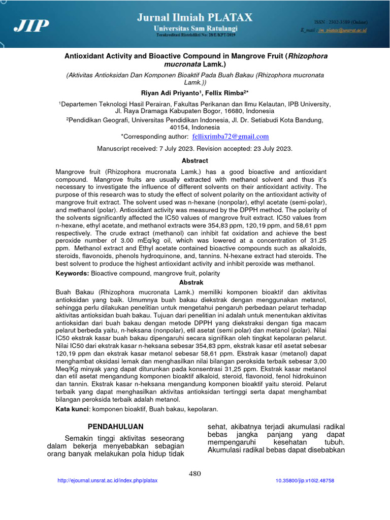 Felix Rimba - Platax 10-2 P 480-488 | PDF