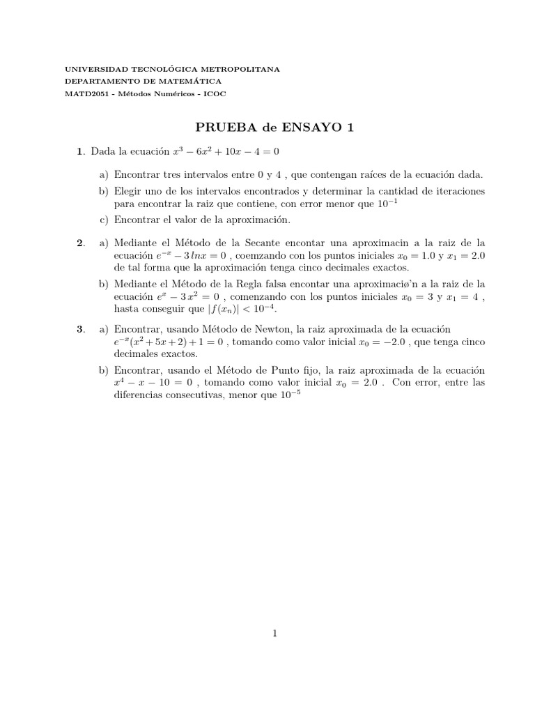 Prueba de Ensayo 1 | PDF