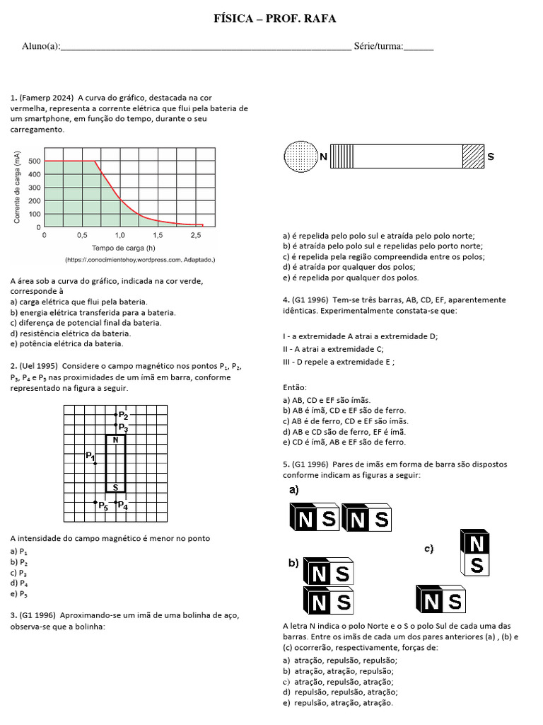 Lista 3 Ano | PDF | Ímã | Fahrenheit