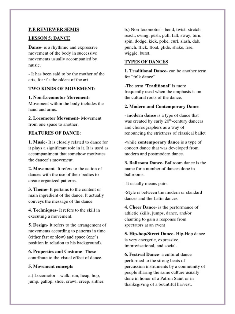 P.E Reviewer Finals | PDF | Dances | Cheerleading