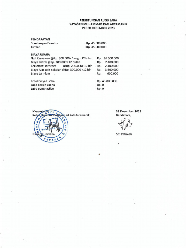 Neraca Yayasan | PDF