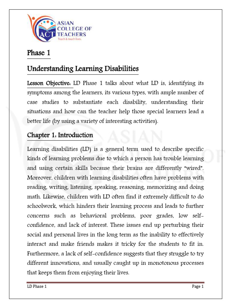 LD Phase 1 Understanding Learning Disabilities5 | PDF | Learning Disability | Individualized ...