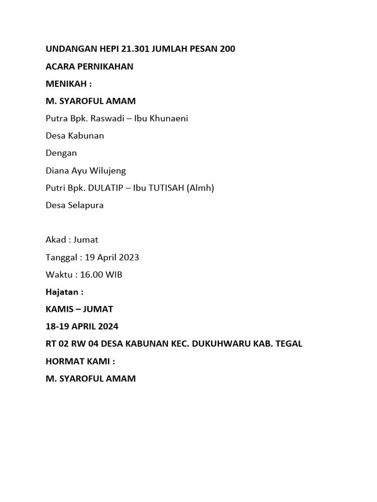 Undangan Hepi 21 | PDF