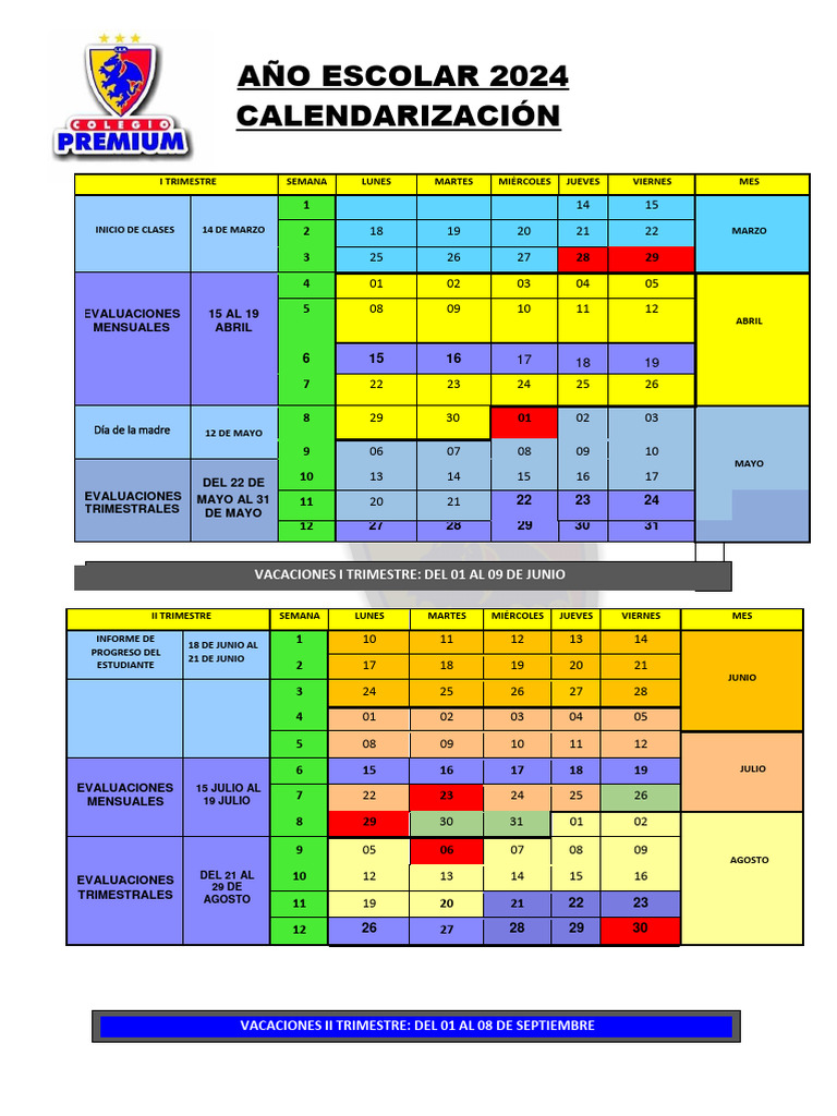 Calendarización 2024 | PDF