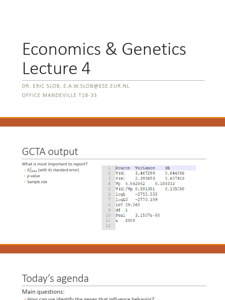 Lecture 4 Economics & Genetics 2023 - Complete | PDF | Genome Wide ...