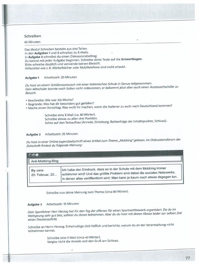 Modelltest_4_Klett-SCHREIBEN | PDF
