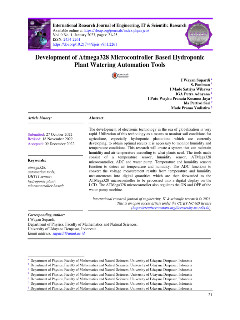 Development of Atmega328 Microcontroller Based Hyd | PDF | Sensor | Analog To Digital Converter