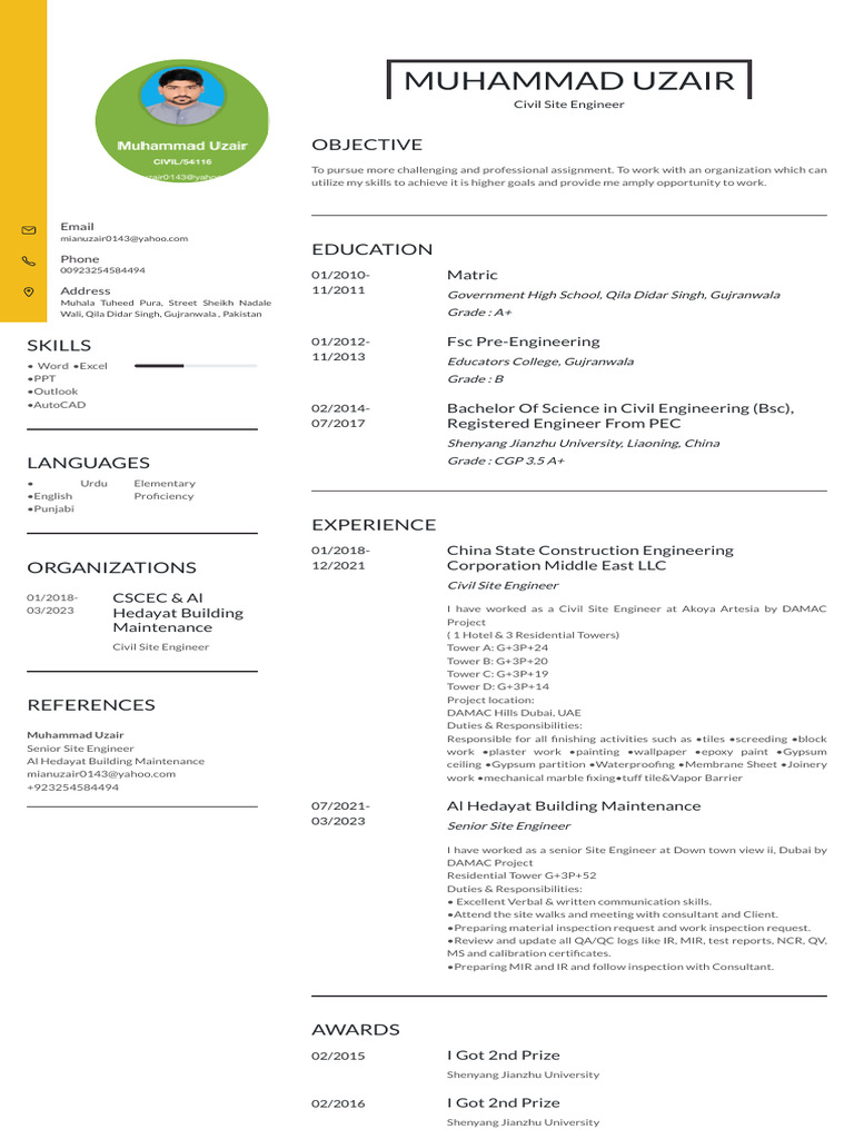 Muhammad Uzair: Objective | PDF