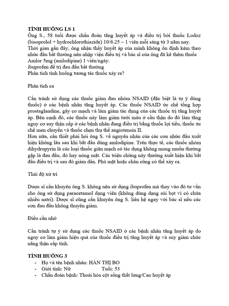 TÌNH HUỐNG CHO BT1 | PDF