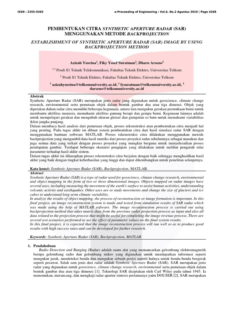 Citra Radar SAR dengan Metode Backprojection | PDF