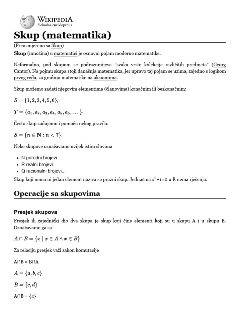 Skup (Matematika) | PDF