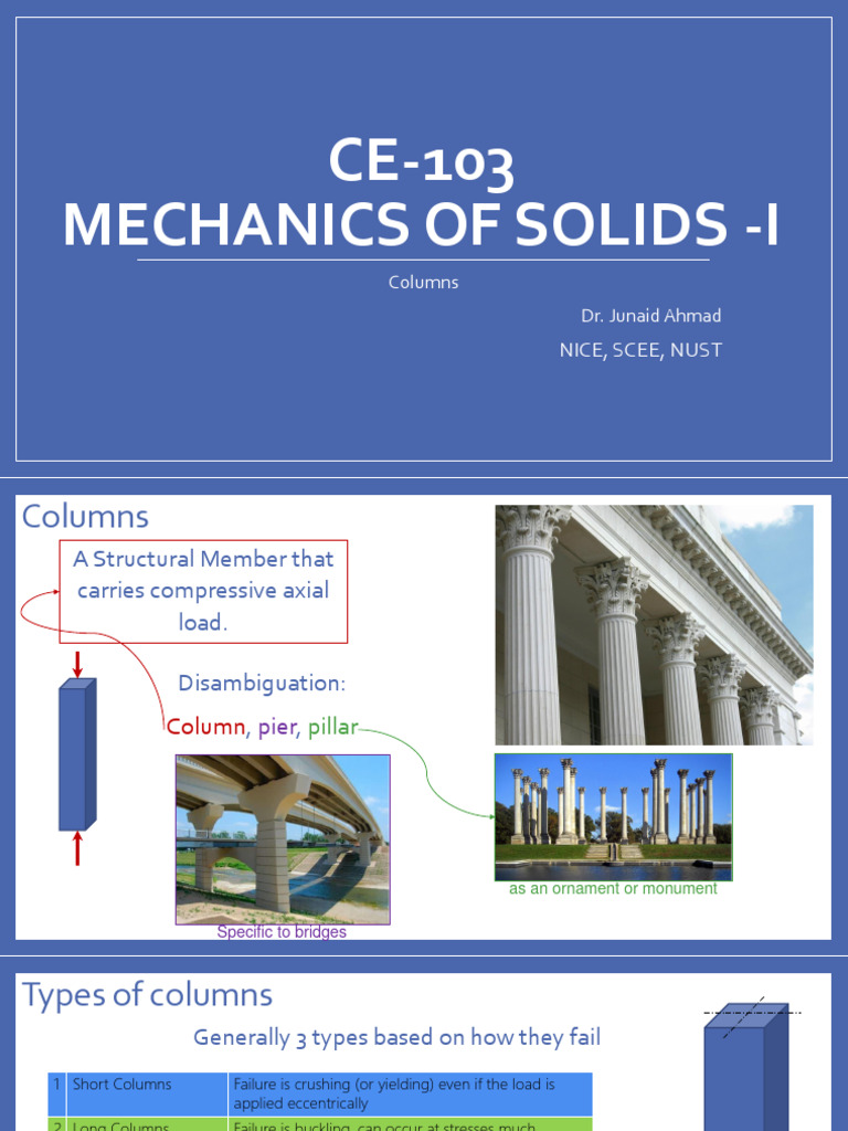 Lecture 7 - Columns | PDF | Buckling | Column Lecture 7 - Columns | PDF | Buckling | Column