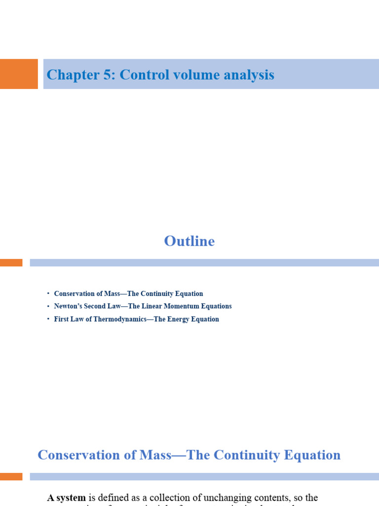 Chapter 5 1 Control Volume Analysis | PDF | Heat | Momentum