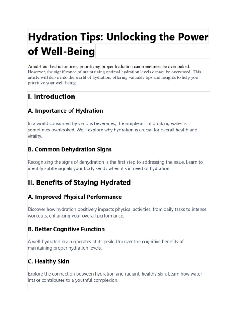 Hydration Tips | PDF | Dehydration