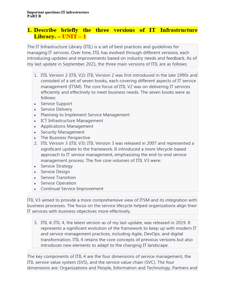 ITIL Versions & KM in IT Management | PDF | Outsourcing | Information ...