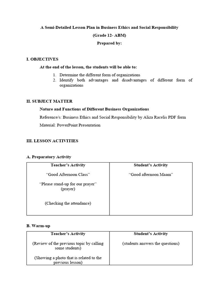 Lesson Plan | Download Free PDF | Corporations | Partnership