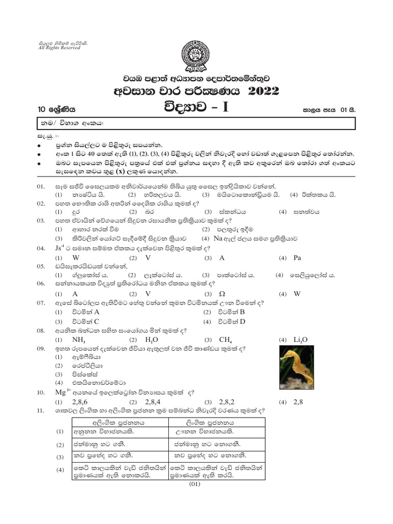 North Western - Science-GRADE 10 - 3rd Term 2022 | PDF | Science ...